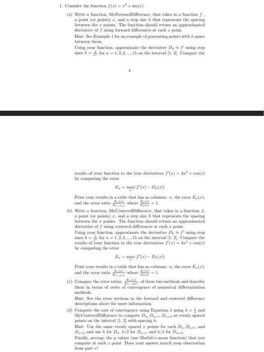 Solved 1. Consider the function f(x)=x2+sin(x). (a) Write a | Chegg.com