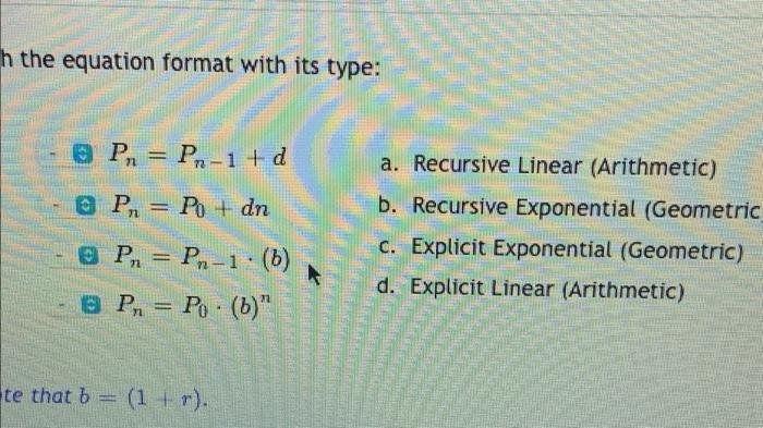 Solved h the equation format with its type: @ Pr = Pn-1+d 72 | Chegg.com