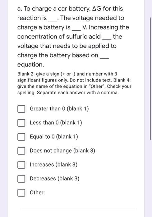 Solved 4. A car battery is a Pb/PbO₂ cell with sulfuric acid | Chegg.com