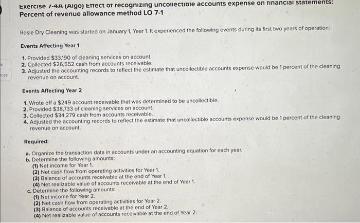 Solved Percent of revenue allowance method LO 7-1 Rosie Dry | Chegg.com