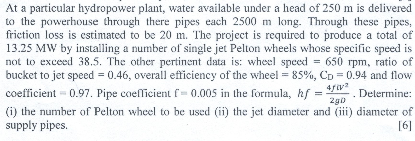 Solved At a particular hydropower plant, water available | Chegg.com