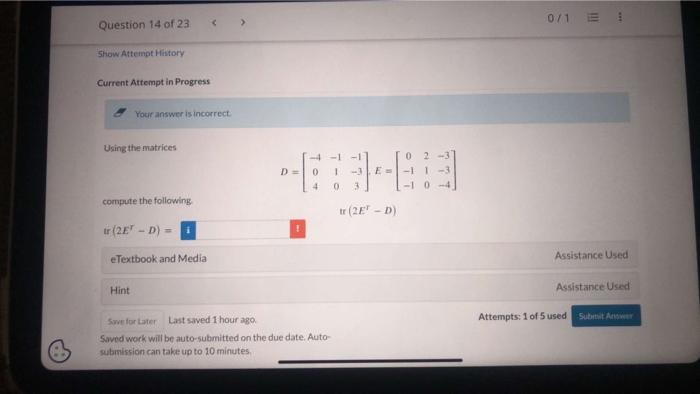 Solved Current Attempt in Progress Let A be the matrix | Chegg.com