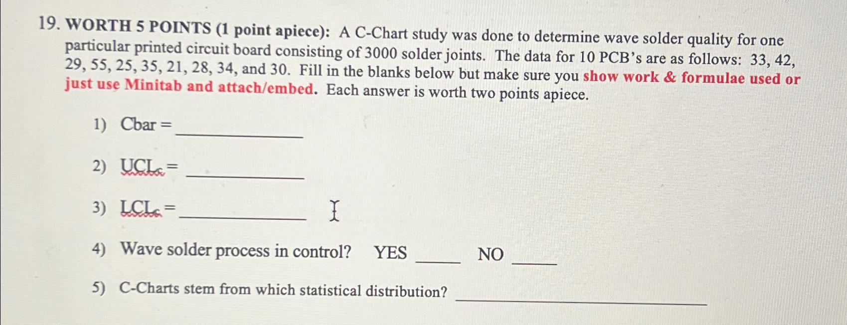 Solved WORTH 5 ﻿POINTS (1 ﻿point apiece): A C-Chart study | Chegg.com