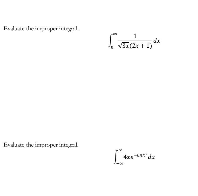 Solved Evaluate The Improper Integral Evaluate The Improper Chegg