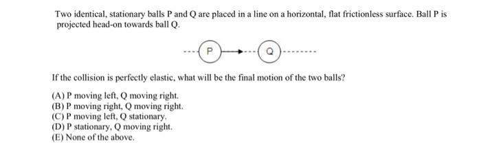 Solved Two identical, stationary balls P and Q are placed in | Chegg.com