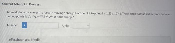 Solved The work done by an electric force in moving a charge | Chegg.com