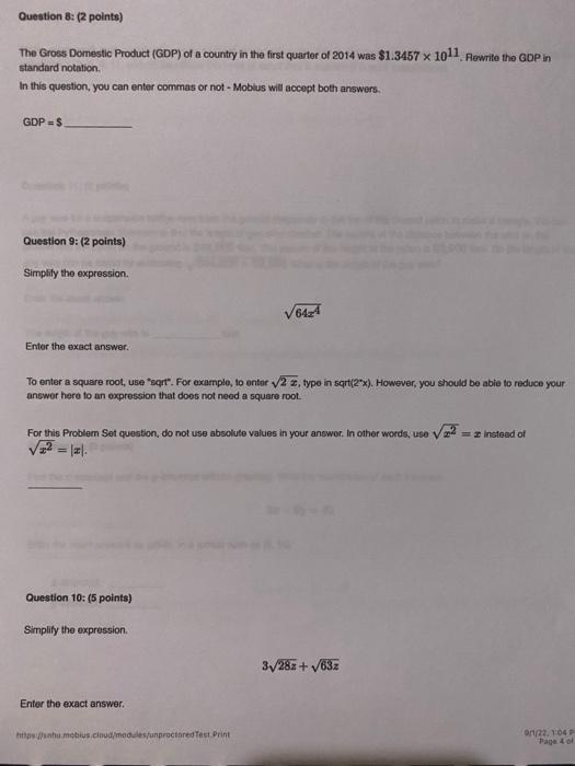 Solved Simplify the given expression. 5+3(22)= Question 2: | Chegg.com