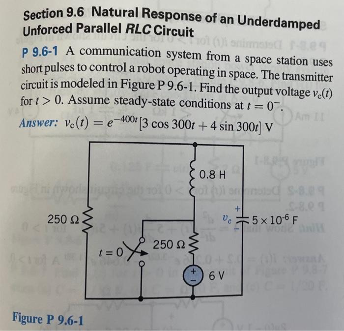 Solved Section 9.6 Natural Response of an Underdamped | Chegg.com
