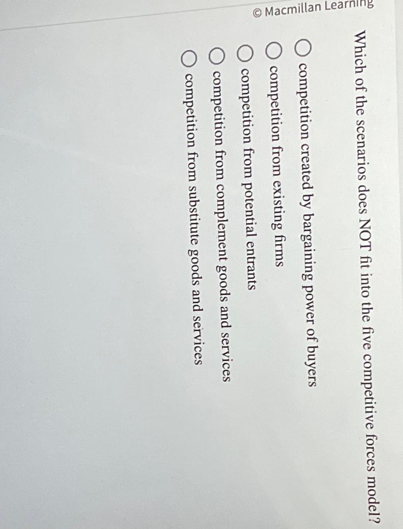 Solved Which of the scenarios does NOT fit into the five | Chegg.com