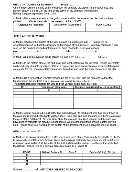 On the upper area of the grid onthe next page, 1m | Chegg.com