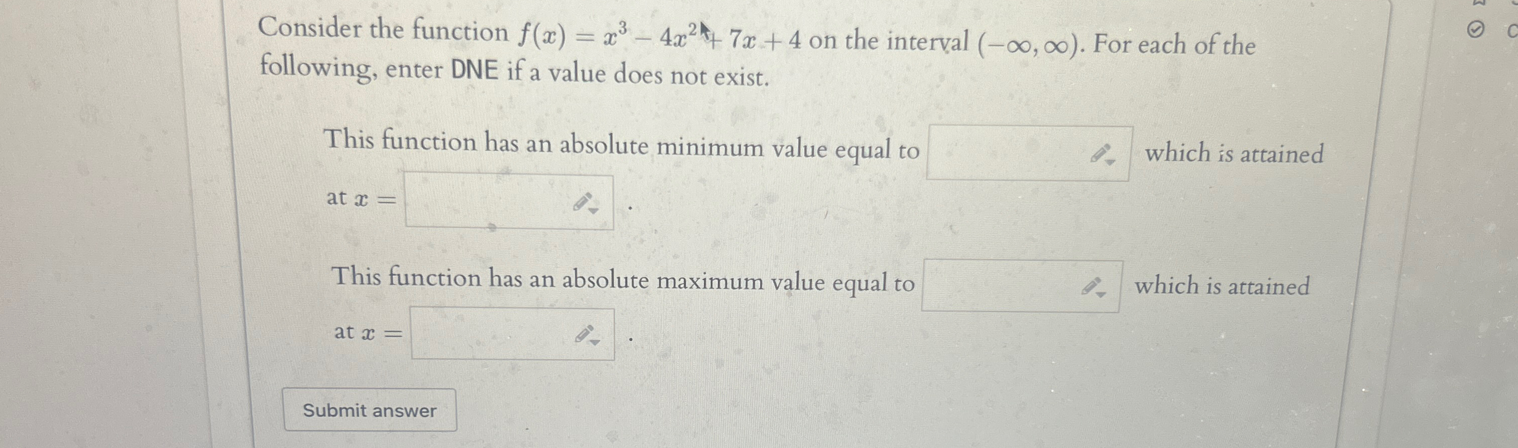 Solved Consider the function f(x)=x3-4x2+7x+4 ﻿on the | Chegg.com