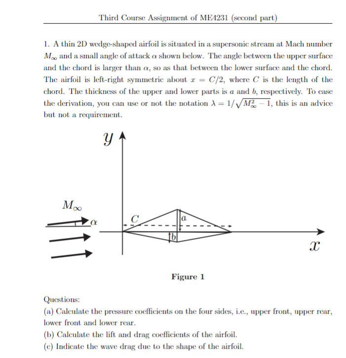 Solved A thin 2D wedge-shaped airfoil is situated in a | Chegg.com