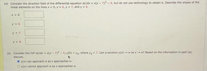 Solved (a) Consider the direction field of the differential | Chegg.com
