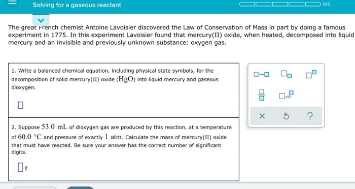 Solved Solving for a gaseous reactant 05 The great French | Chegg.com