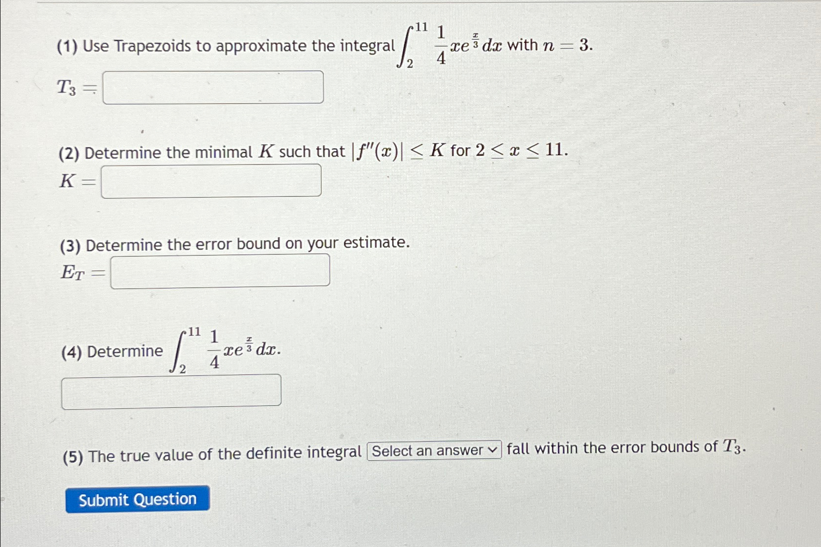 Solved (1) ﻿Use Trapezoids to approximate the integral | Chegg.com