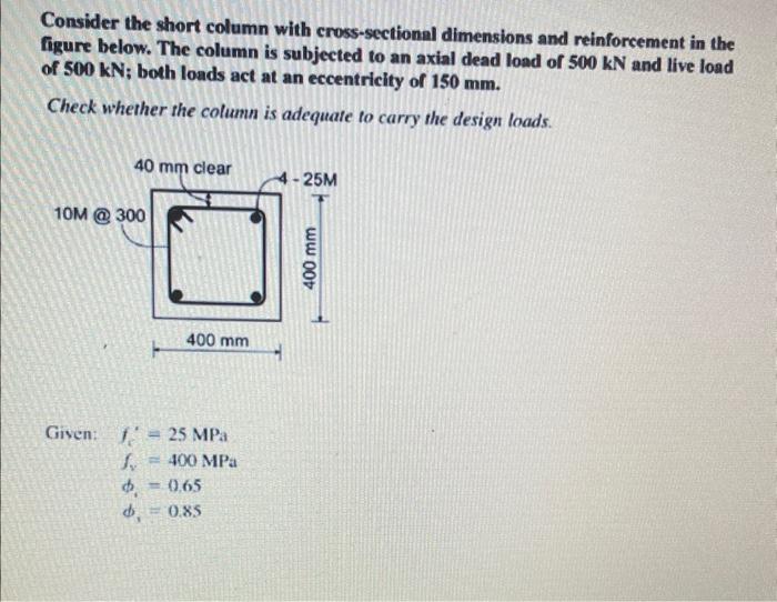 Solved Consider the short column with cross-sectional | Chegg.com