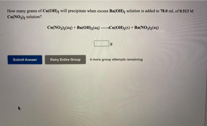 Solved How many grams of Cu(OH)2 will precipitate when | Chegg.com
