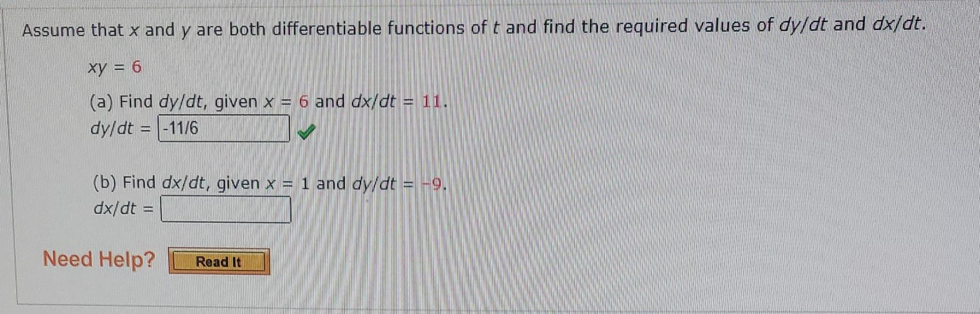 Solved Assume that x and y are both differentiable functions | Chegg.com