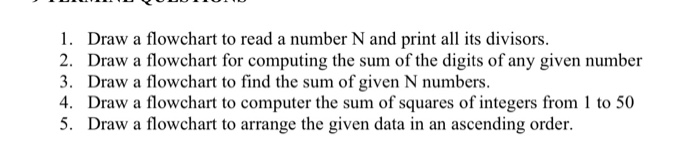 Solved 1. Draw a flowchart to read a number N and print all | Chegg.com