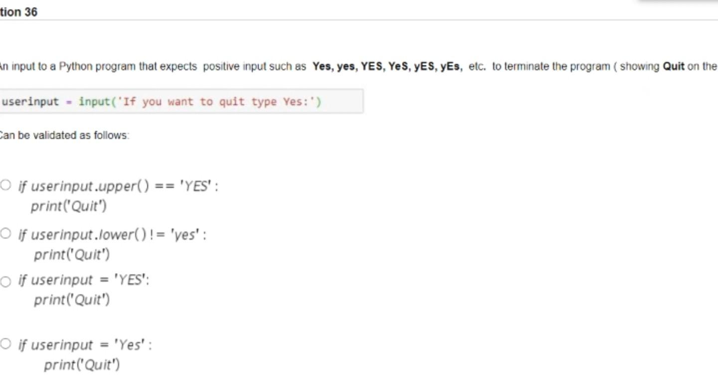 Solved tion 36 In input to a Python program that expects | Chegg.com