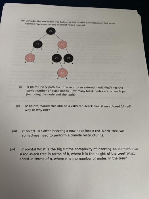 Solved Question 2 - Red-Black Trees (11 points) (a) Consider | Chegg.com