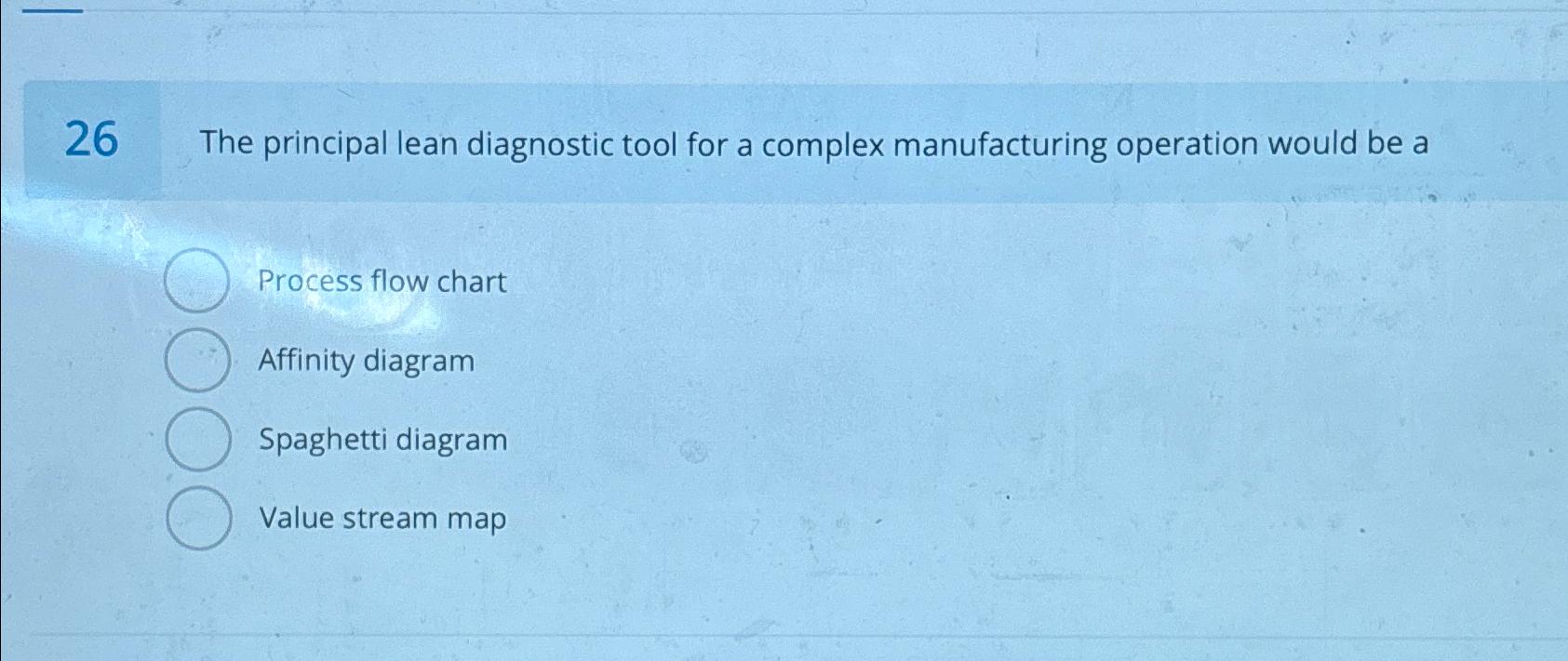 Solved 26 ﻿The principal lean diagnostic tool for a complex | Chegg.com