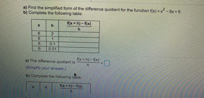 Solved a) Find the simplified form of the difference | Chegg.com