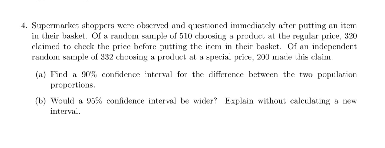 Solved Supermarket shoppers were observed and questioned | Chegg.com