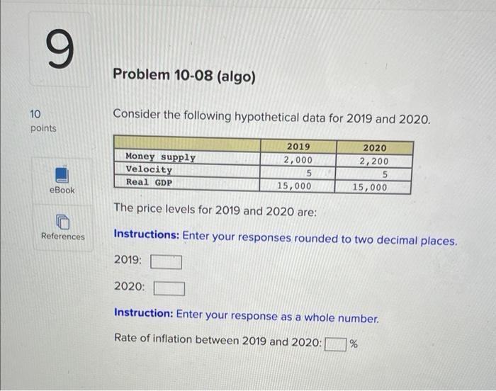 Solved Consider the following hypothetical data for 2019 and | Chegg.com