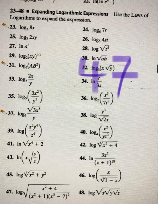 Solved 49-58 Combining Logarithmic Expressions Use the Laws | Chegg.com