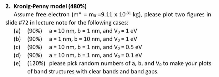 Solved Kronig-Penny model, Assume free electron (m* = mo | Chegg.com