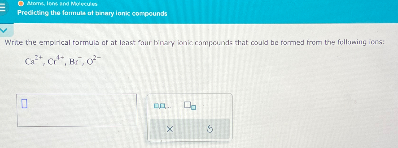 Solved Atoms, Ions and MoleculesPredicting the formula of | Chegg.com