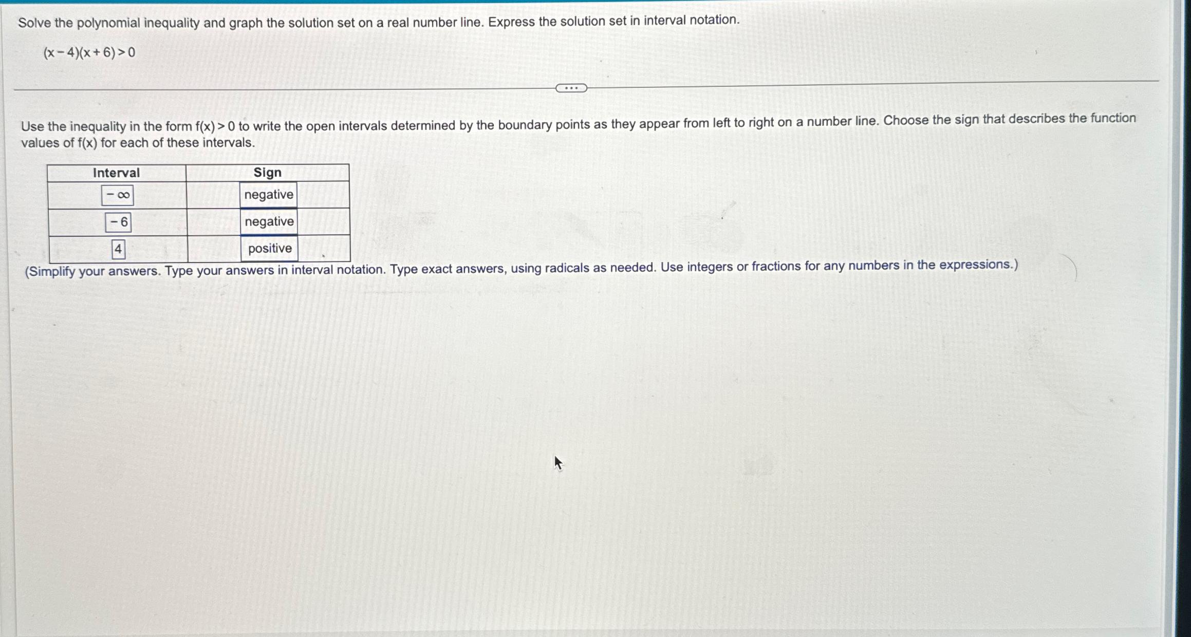 Solved Solve the polynomial inequality and graph the | Chegg.com