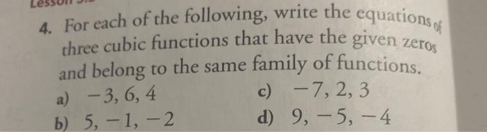 Solved 4. For each of the following, write the equations of | Chegg.com