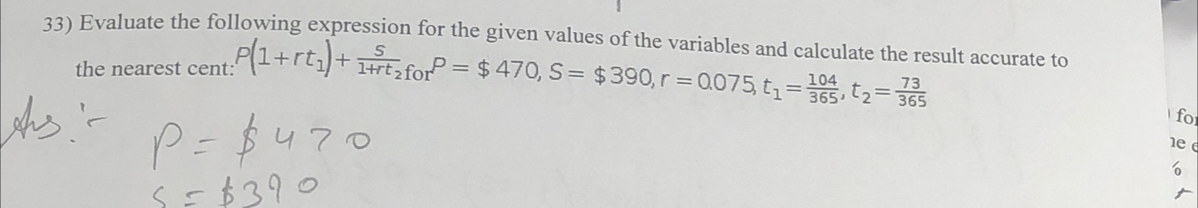 Solved Evaluate the following expression for the given | Chegg.com