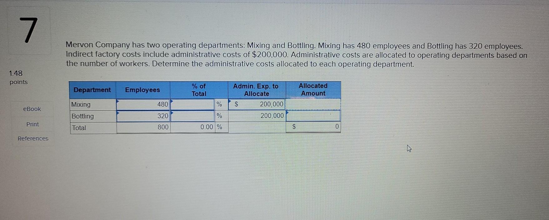 Solved 7 Mervon Company has two operating departments: | Chegg.com