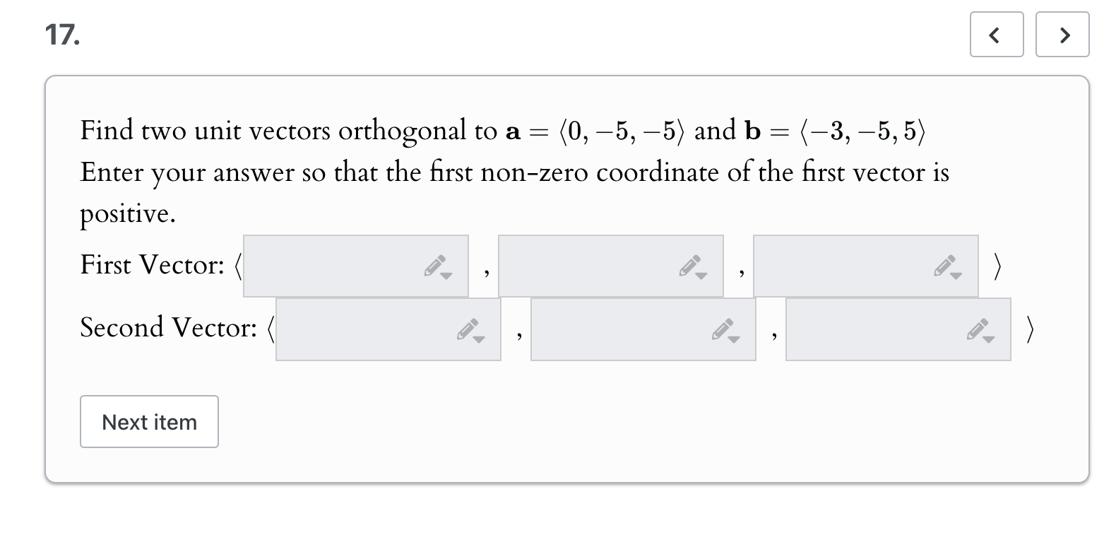 Solved Find two unit vectors orthogonal to a=(:0,-5,-5:) | Chegg.com