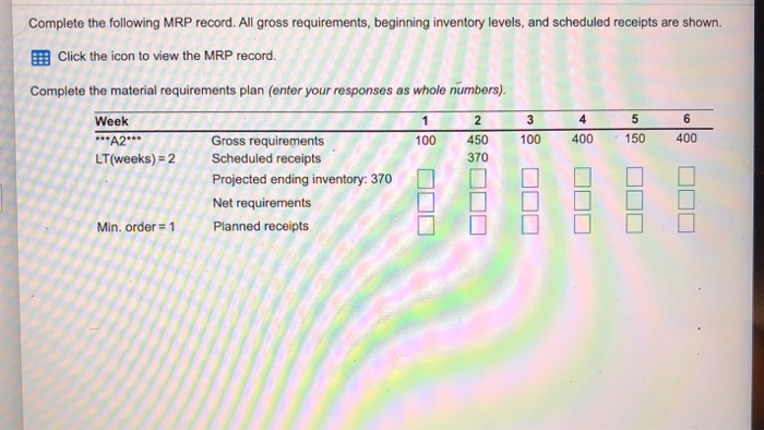 Solved Complete the following MRP record. All gross | Chegg.com