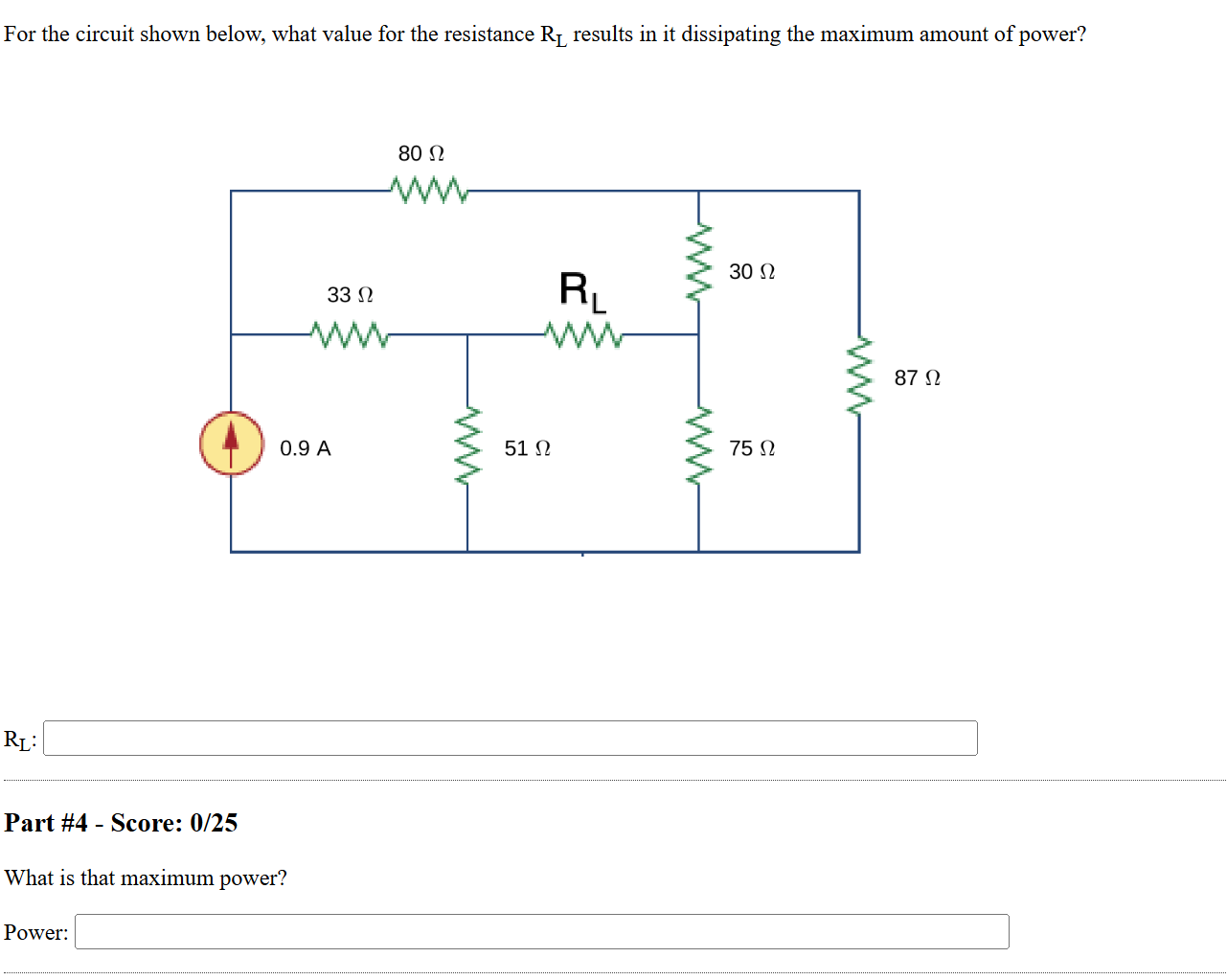 Solved part #3: For the circuit shown below, what value for | Chegg.com