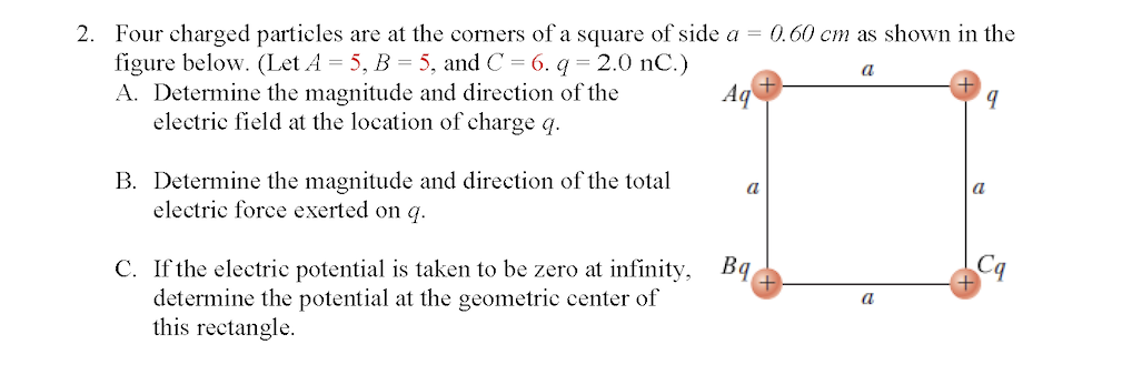 Solved Four charged particles are at the corners of a square | Chegg.com