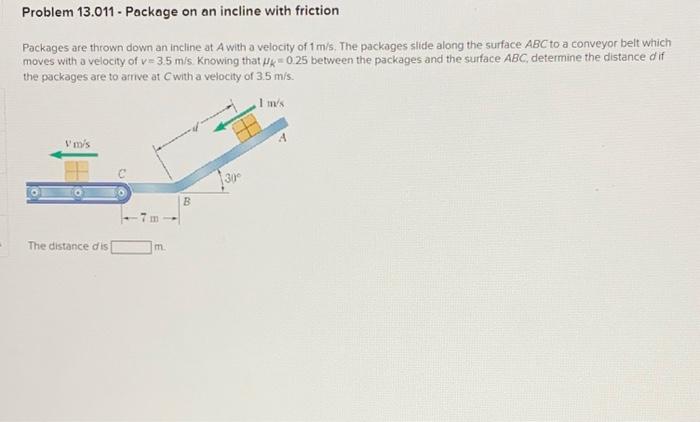 Solved Packages are thrown down an incline at A with a | Chegg.com