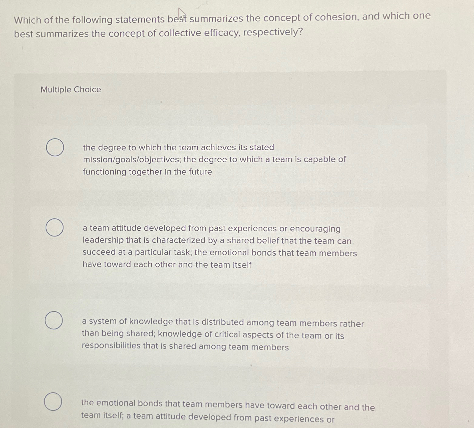 Solved Which of the following statements best summarizes the | Chegg.com