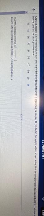 Solved Dherat estimata for the popilation moan. Ie th is | Chegg.com
