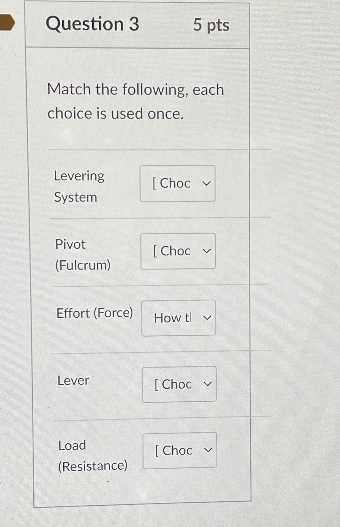 Solved Question 35 ﻿ptsMatch the following, each choice is | Chegg.com