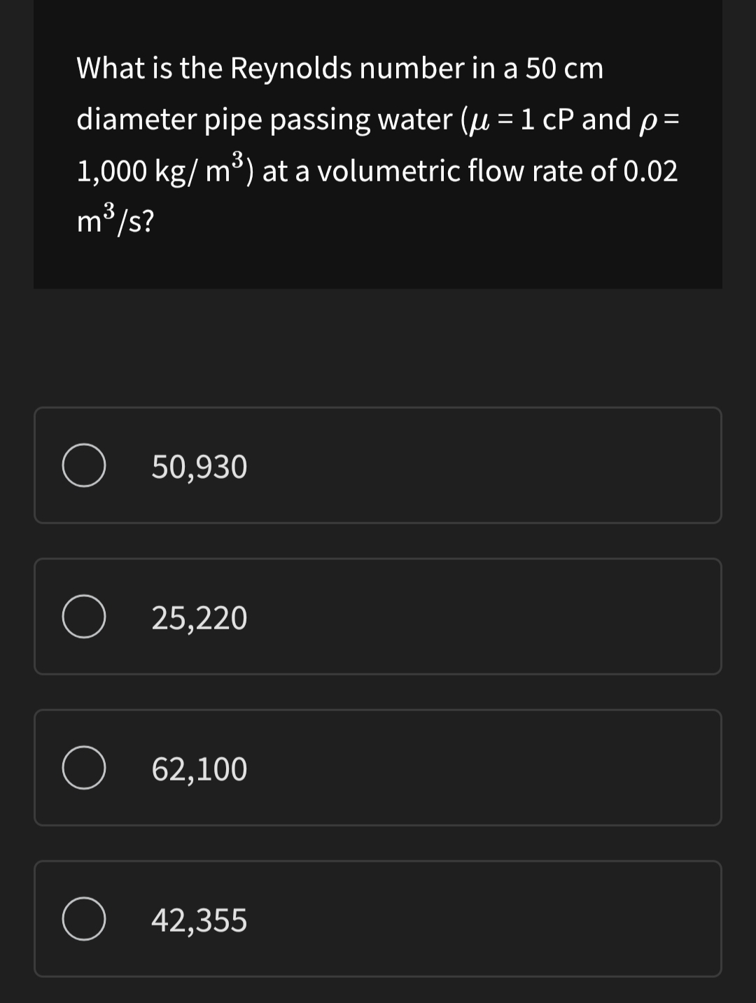 Solved What is the Reynolds number in a 50 ﻿cm diameter pipe | Chegg.com