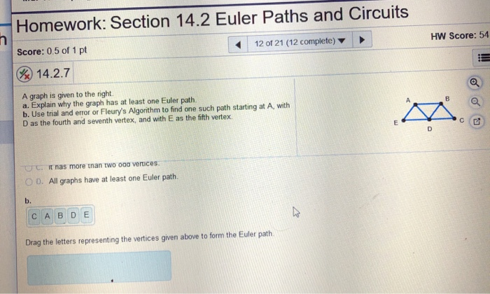 Solved Homework Section 142 Euler Paths And Circuits 3462