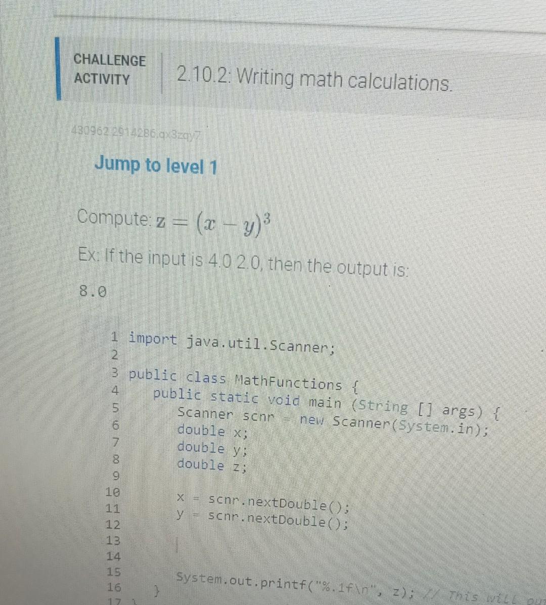 Solved 2.10.2: Writing math calculations. Jump to level 1 | Chegg.com