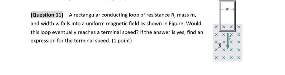 Solved [Question 11] ﻿A rectangular conducting loop of | Chegg.com