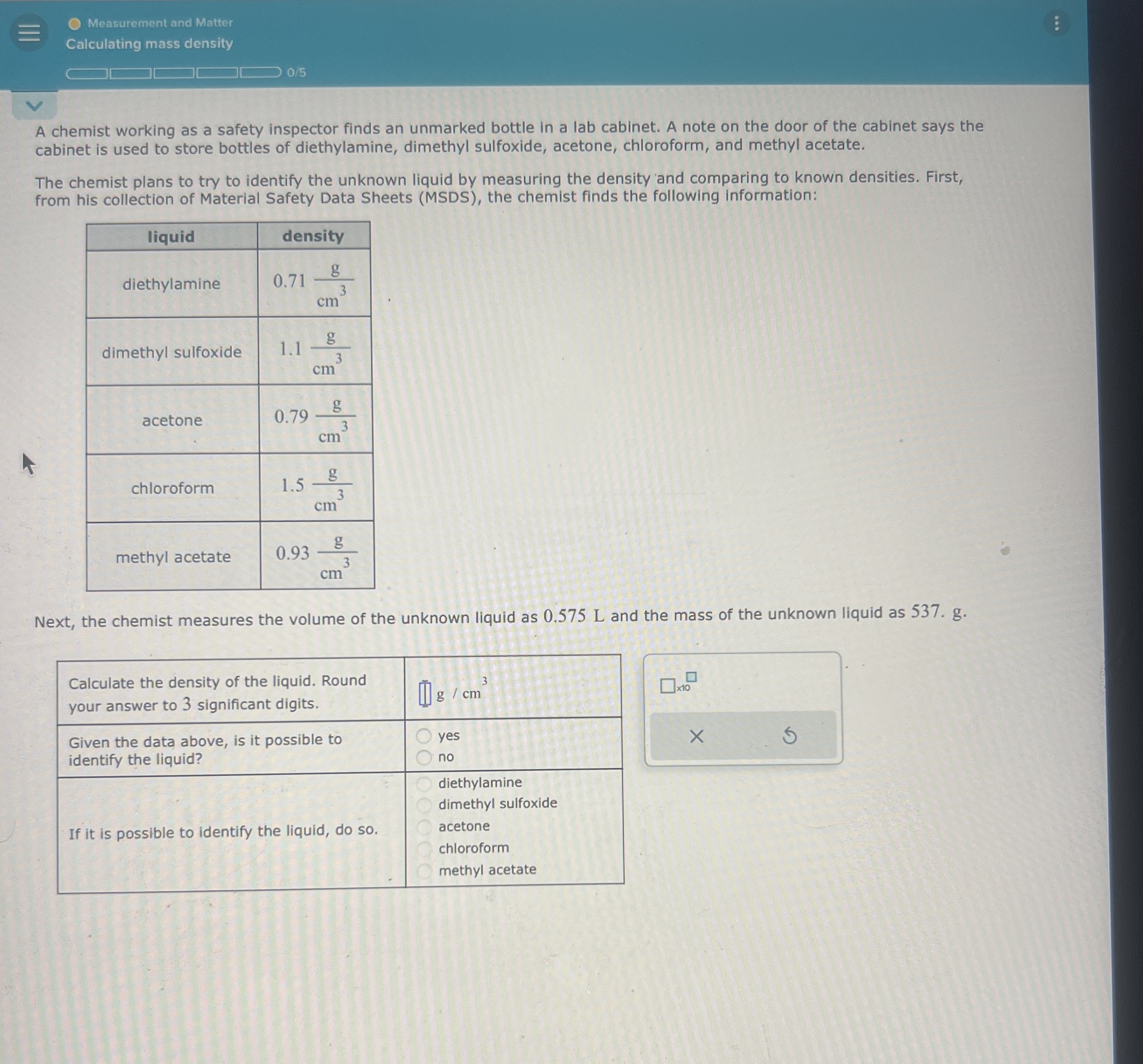 Solved Measurement and MatterCalculating mass densityA | Chegg.com