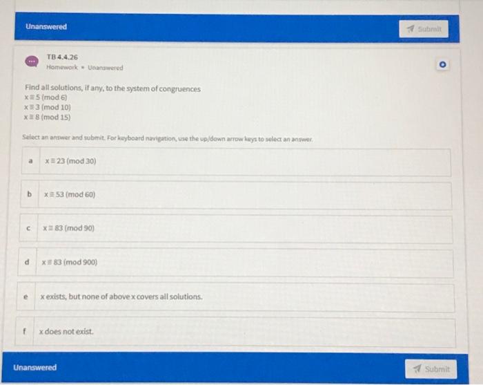 Solved Unanswered - Submit TB 4.4.26 Homework Unanswered | Chegg.com Solved Unanswered - Submit TB 4.4.26 Homework Unanswered | Chegg.com